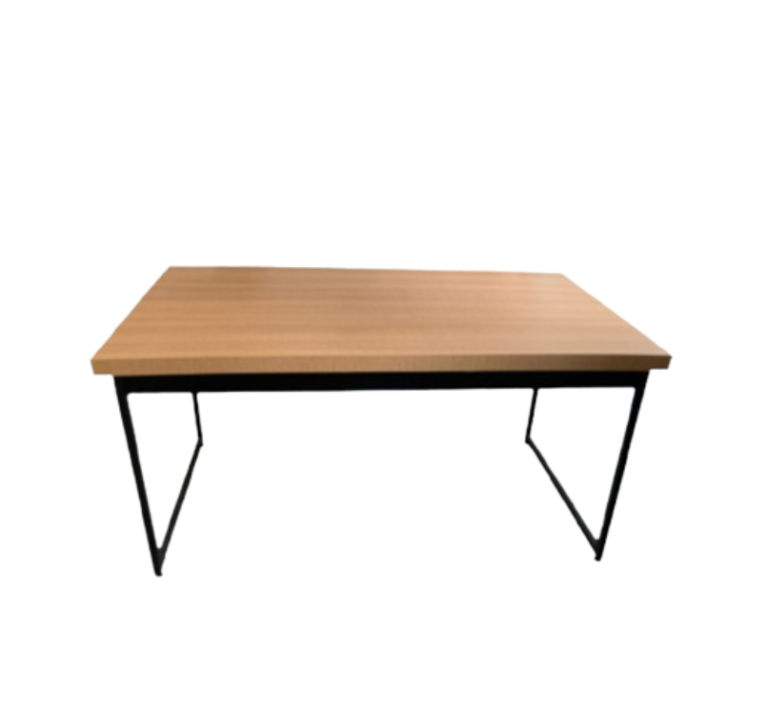 Mesa de Comedor Oxford Rectangular 120 cm (Marrón Claro – Hierro Negro) - Berna Home