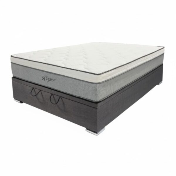 Conjunto Colchón resortes Roger + Box Baúl (PLAZA Y MEDIA) 110×190 ...